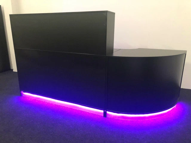 OFFICE RECEPTION Desk Led Lights Remote Control Black Reception Table ...