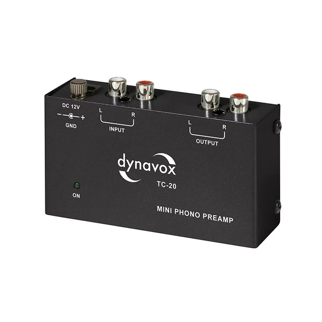 DYNAVOX PRÉAMPLIFICATEUR PHONO TC-20 Noir Pour Cartouches MM Boîtier ...