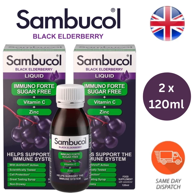 SAMBUCOL IMMUNO FORTE Black Elderberry Liquid - Immune Support - 2 X ...