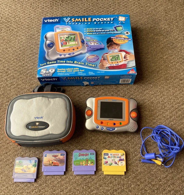 VTECH V.SMILE POCKET Console & 4 Games Scooby Foo, Art Studio, Cars ...