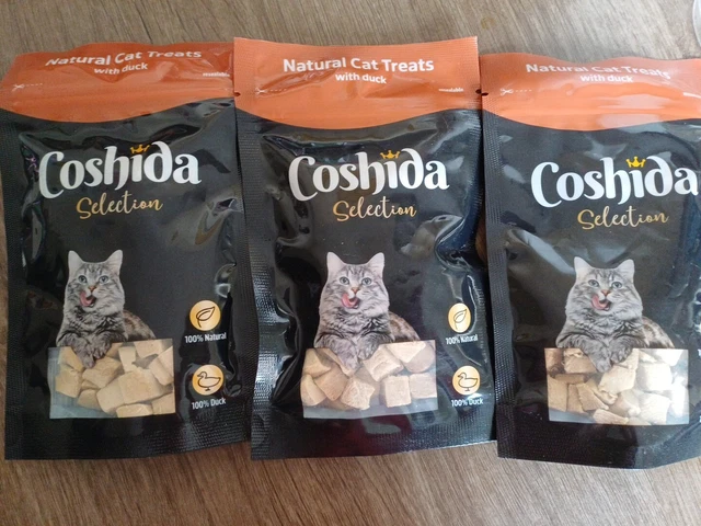 LIDL COSHIDA FREEZE Dried Duck Cat Treats 17g X 3 Packets 100% Duck £3. ...