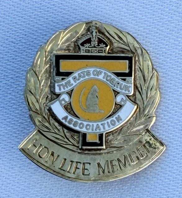 RARE THE RATS Of Tobruk Association Hon Life Member Sterling Silver ...