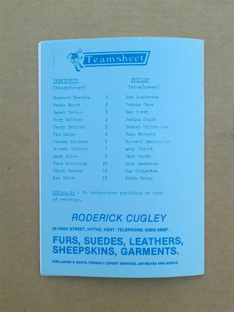 FOLKESTONE FC V RUISLIP, 31/8/1987, BEAZER HOMES LEAGUE NON-LEAGUE ...