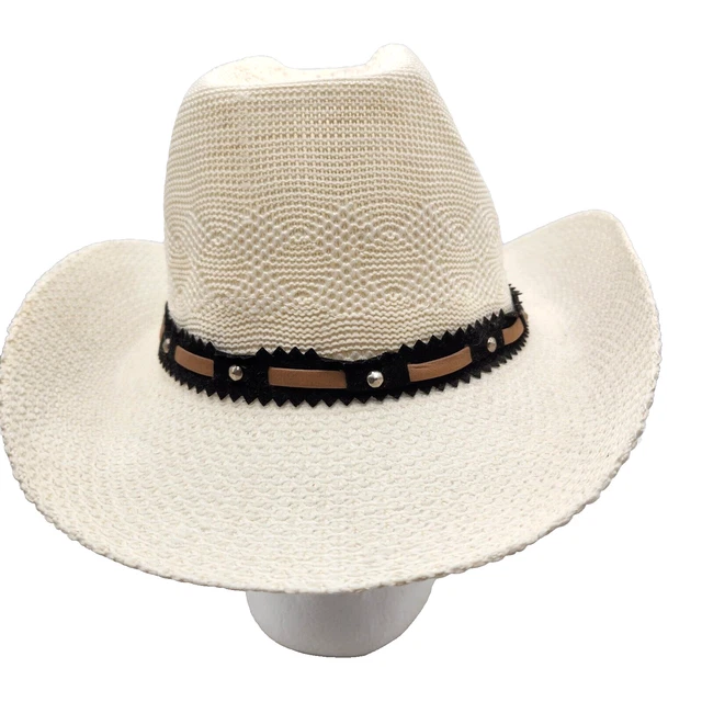 COWGIRL HAT LIGHTWEIGHT White Woven Western Costume Party Fancy Dress £ ...