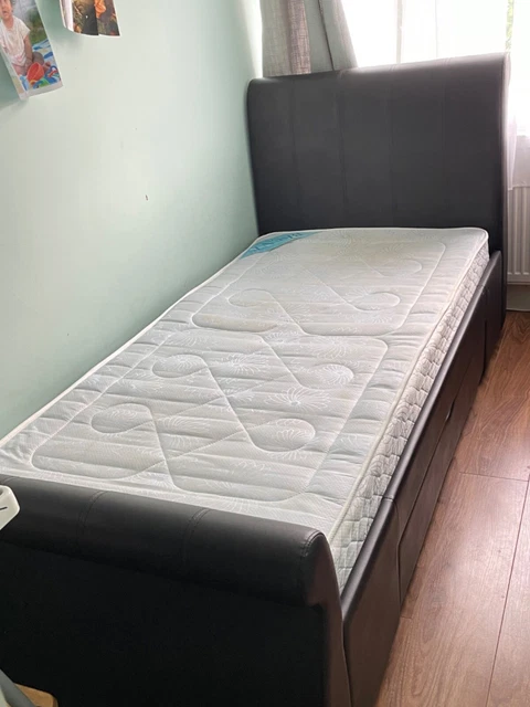 USED SINGLE METAL bed frame and mattress with storage draw £150.00 ...