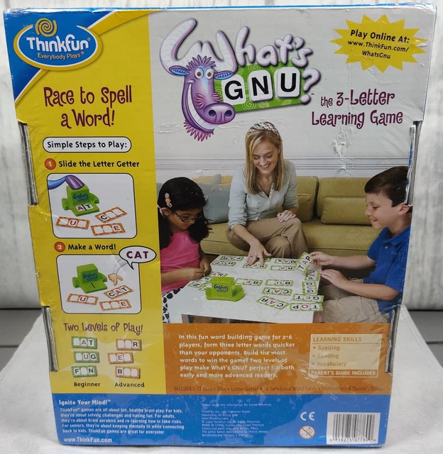 THINKFUN WHAT'S GNU 3 Letter Learning Game - Kids - 2004 Sealed ...