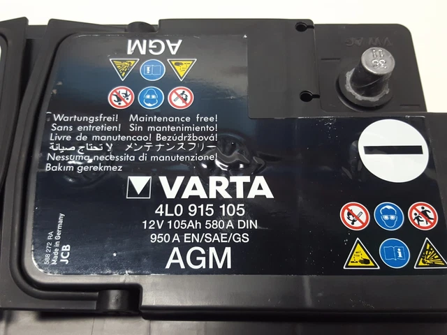 ORIGINAL VW AUDI Batterie Varta AGM 12V 105Ah 580A battery 4L0915105 ...