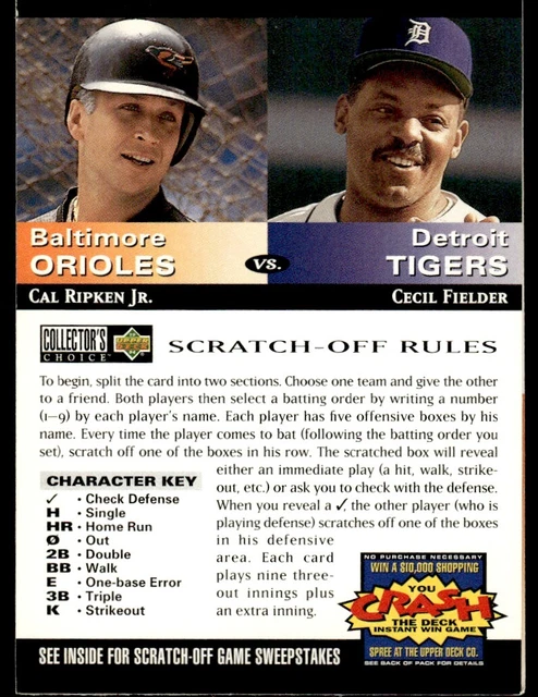 1994 COLLECTORS CHOICE Scratch-Off Cal Ripken Jr/Cecil Fielder #NA EUR ...