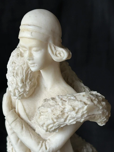 UNMARKED RESIN ART Deco Flapper Statue Lady Figurine with Umbrella Mode ...