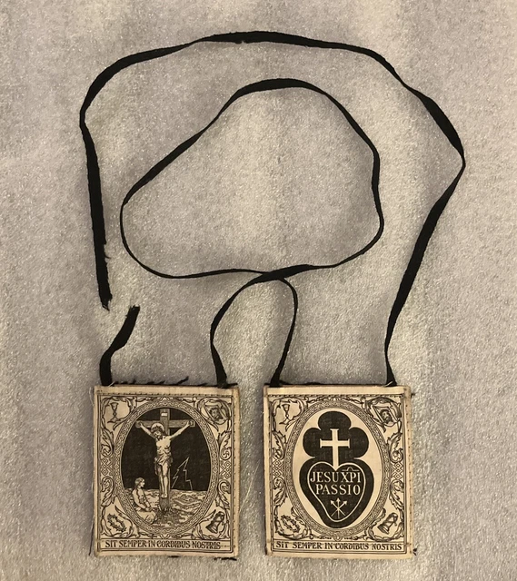 VINTAGE CATHOLIC PASSIONIST SCAPULAR Black Scapular of the Passion ...