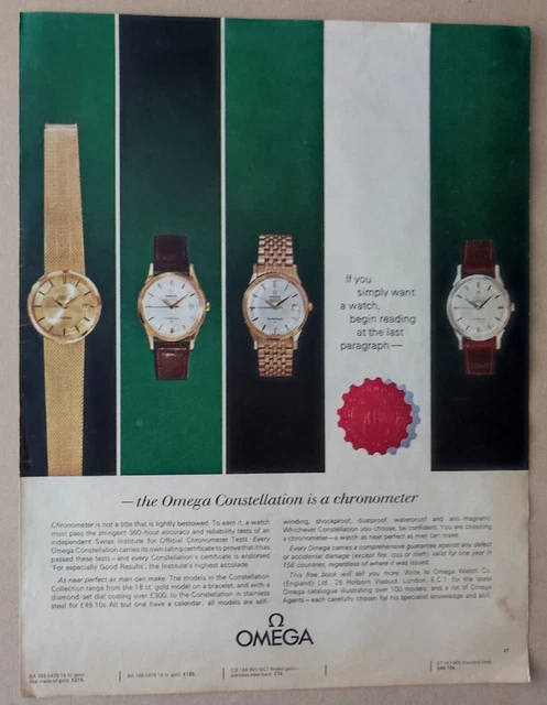 OMEGA CONSTELLATION WATCHES Original UK Press Advert 1965 £5.91 ...