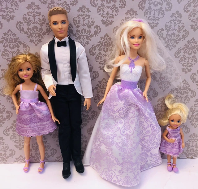 MATTEL BARBIE WEDDING Set And Accessories Set Of 4 Dolls Bride Groom B1 ...