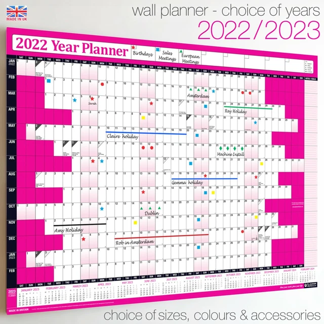 2022 / 2023 Wall Calendar Yearly Planner Chart Holiday Staff Calender ...