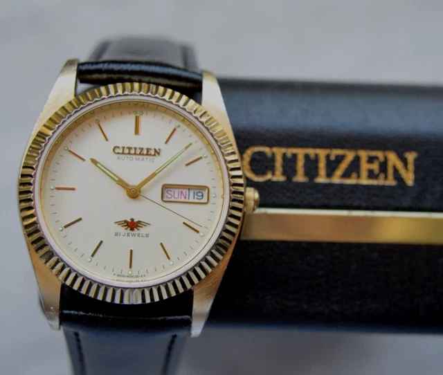 OCTOBER 1993 VINTAGE Citizen Eagle 7 Very Rare Gold Automatic Leather ...