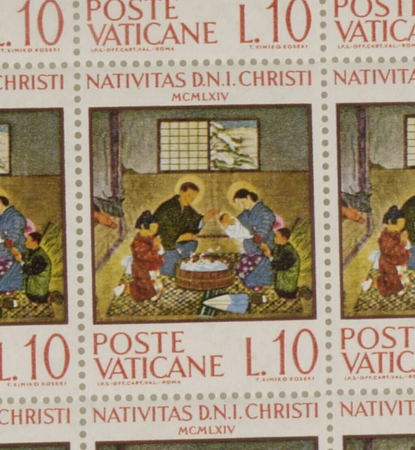 PRL) POSTE VATICANE Lire 10 Foglio Mnh** Francobolli Nativitas Timbre ...