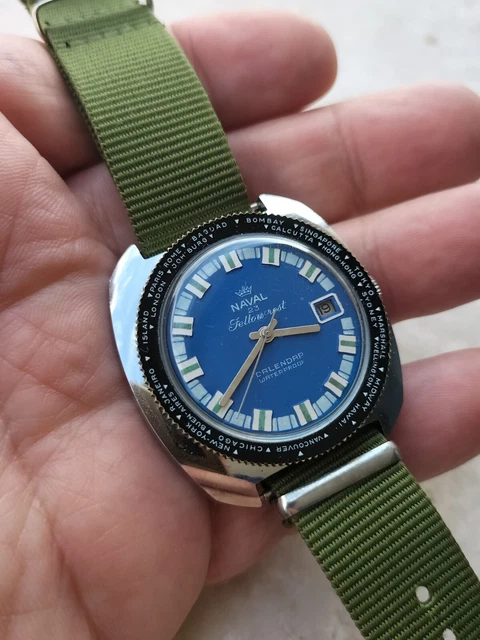 70S NAVAL DIVER WORLD TIME BEZEL CAL. CITIZEN 8260a VINTAGE WATCH ...