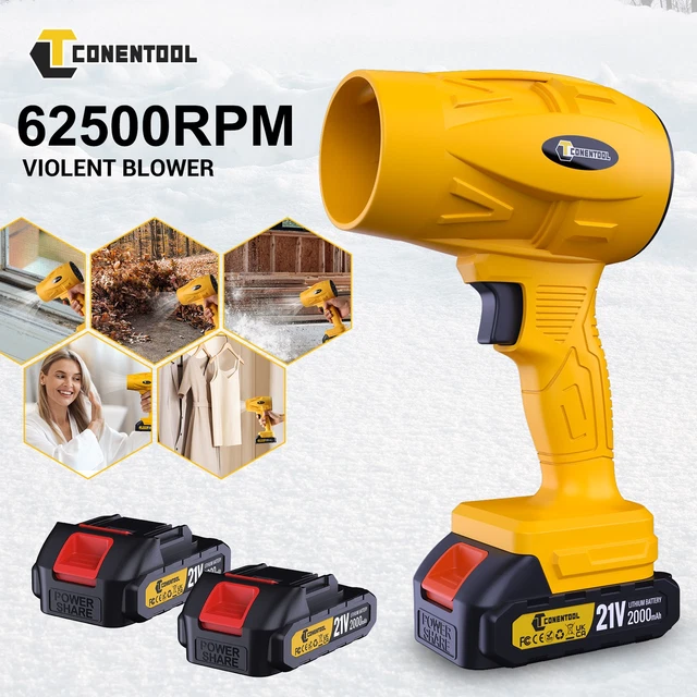 CORDLESS ELECTRIC TURBO Leaf Blower Power Jet Dry Air Blower Fan with 2 ...