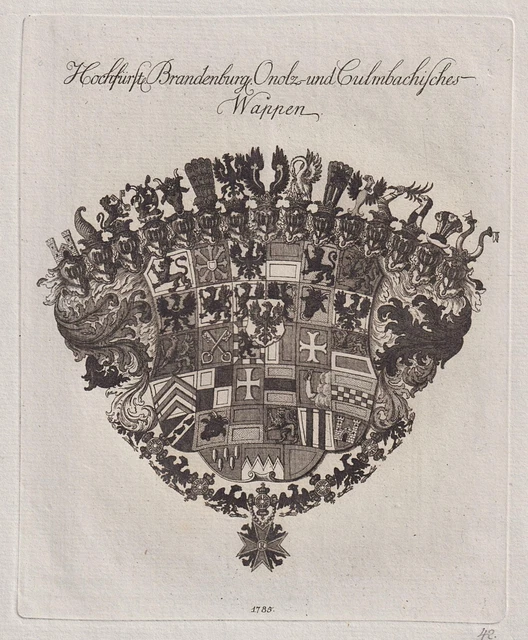 BRANDENBURG KULMBACH WAPPEN Adel coat of arms heraldry Heraldik 1790 ...