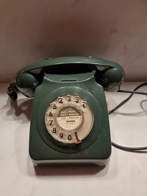 ORIGINAL VINTAGE RETRO 1960's/1970s GPO 746 Rotary Dial Green Telephone ...