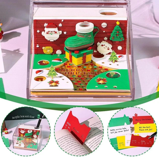 2026 DESK CALENDAR, Christmas Tree Sculpture 3D Tear-away Paper ...