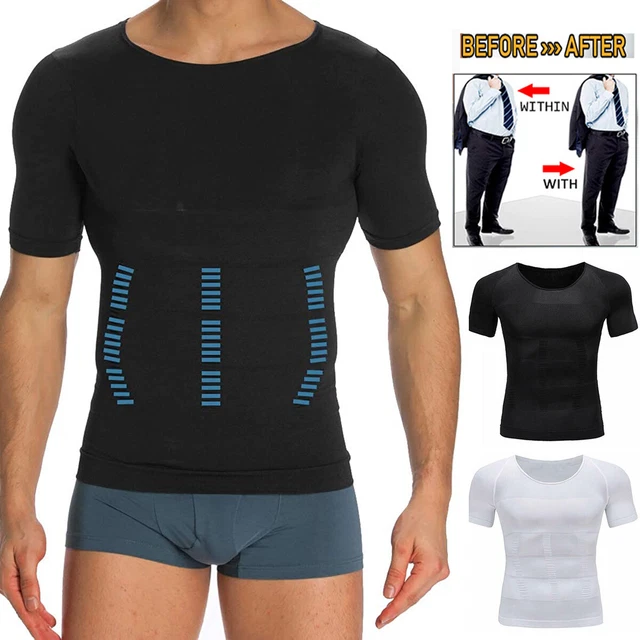 MEN SLIMMING BODY Shaper Gynecomastia Compression T-Shirt Posture ...