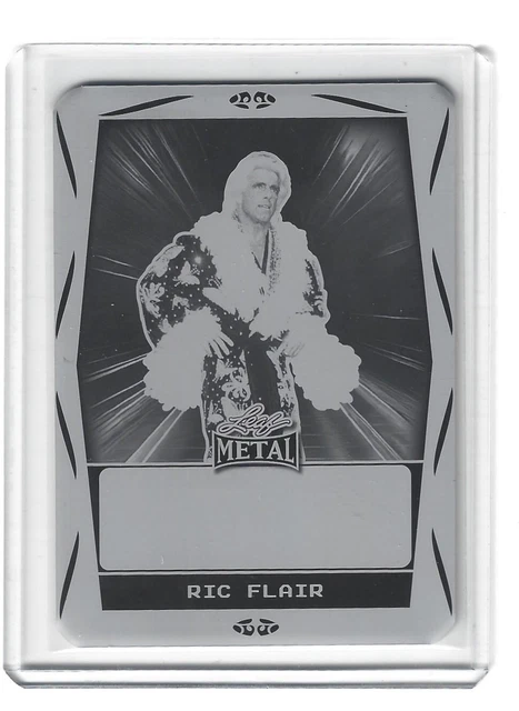 2024 LEAF METAL Legends Wrestling Ric Flair base piastra nera BA-RF1 ...