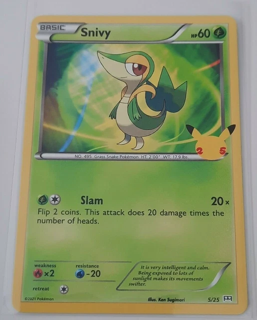 SNIVY 5/25 NON Holo Pokemon 25th Anniversary McDonald’s Promo Card 2021 ...