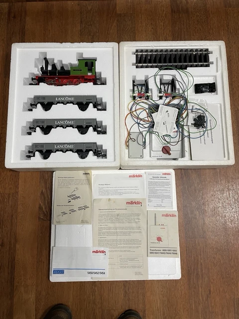 MÄRKLIN MAXI SPUR 1 Zugpackung Lancomé mit Dampflok Max + 3 Güterwagen ...