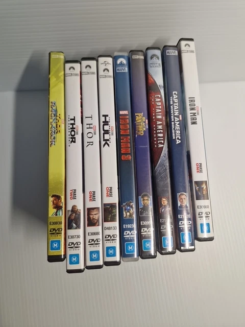 MARVEL DVD SET, 9 DVDs, Hulk, Thor, Iron Man, Cpt America, Black ...