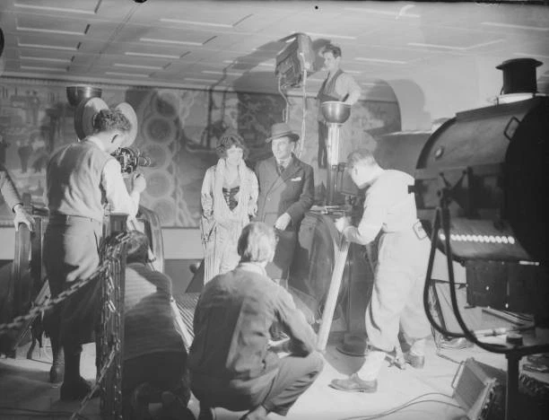 ACTORS ELSIE BOWER and Billy Rutherford before camera on set 'Picc ...