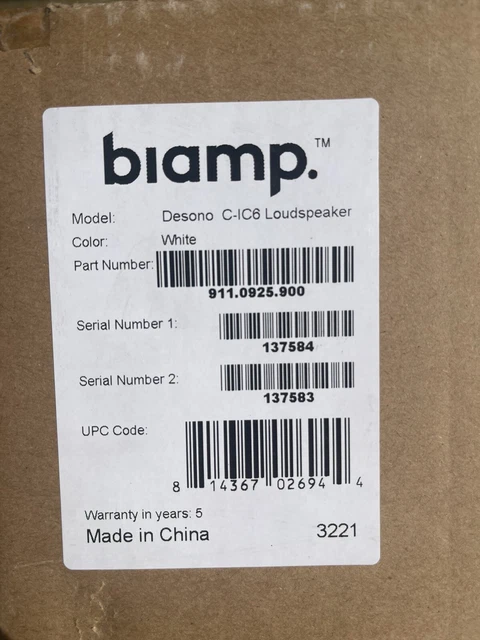 BIAMP DESONO C-IC6 6.5" 2-Way Coaxial Ceiling Speaker £350.00 - PicClick UK