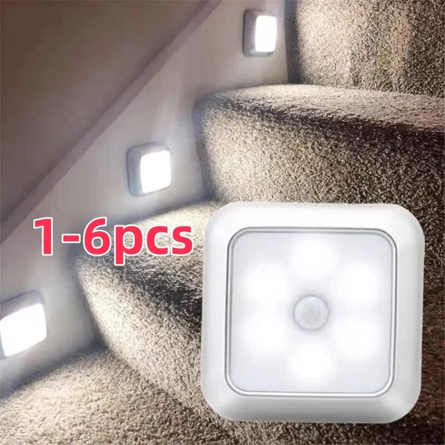 6 LED MOTION Sensor Light PIR Wireless Night Light Battery Cabinet ...