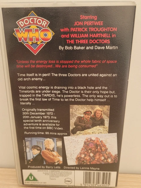 DOCTOR WHO - The Three Doctors (VHS/H, 1991) £0.99 - PicClick UK