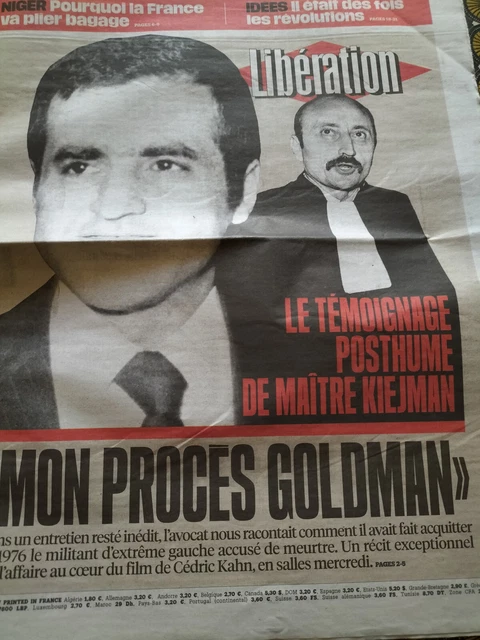 LIBÉRATION 26 SEPTEMBRE 2023- Georges KIEJMAN "Mon procès Pierre ...