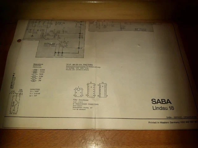 ORIGINAL SCHALTPLAN UND Garantie-Urkunde für Saba Lindau Mod LI18 ...