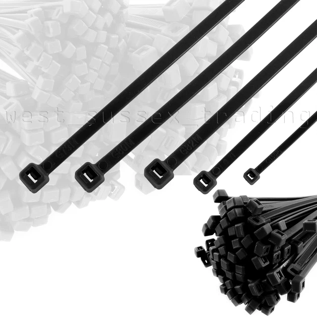 BLACK CABLE TIES Zip Ties Wraps Heavy Duty Long Short Small Large Thick ...