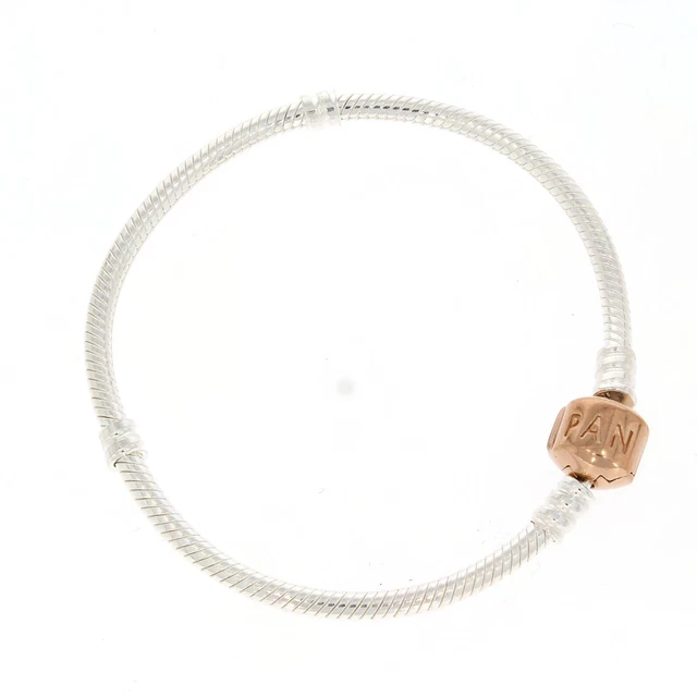 GENUINE PANDORA MOMENTS 14K Rose Gold Barrel Clasp Bracelet 580702 £70. ...