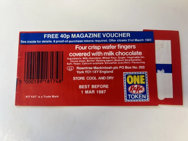 VINTAGE ROWNTREE KIT KAT chocolate bar wrapper 1980s £7.50 - PicClick UK