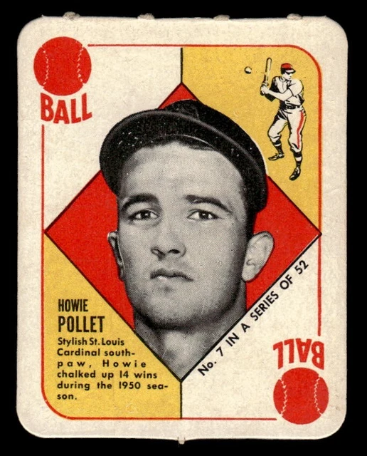 1951 TOPPS RED Back Baseball #7 Howie Pollet excellent état/ex EUR 13 ...