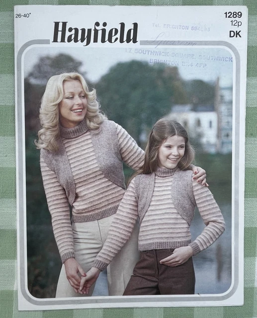 VINTAGE KNITTING PATTERN - Hayfield 1289 - Lady Girls Sweater Bolero ...