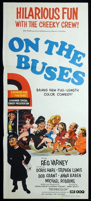 ON THE BUSES Rare Vintage Original daybill Movie Poster Reg Varney ...