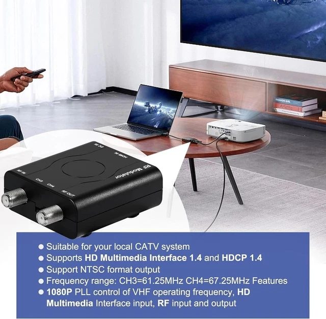 HDMI TO RF Modulator, VHF RF Modulator HDMI Coaxial Converter, HDM61 ...