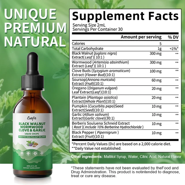 PARASITE CLEANSE -BLACK walnut, wormwood, cloves in Zeolite & activated ...