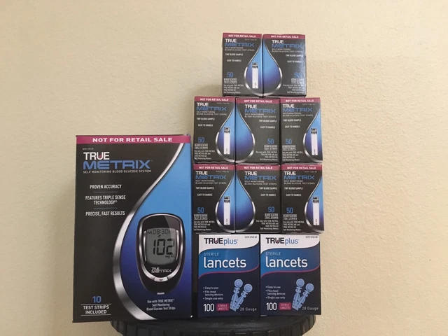 TRUE METRIX 400CT Glucose Test Strips, FREE Meter KIT 210Lancets ...