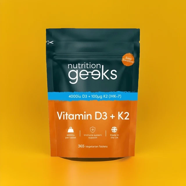 NUTRITION GEEKS VITAMIN D3 4000 iu & Vitamin K2 MK7 100μg- 12 Month ...