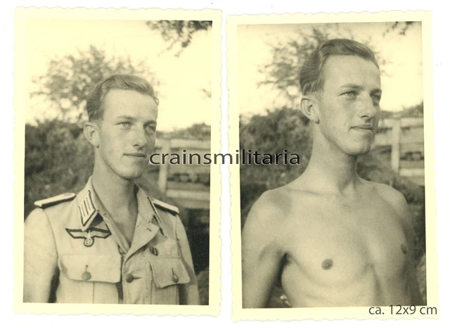 2X ORIG. FOTO Portrait Heer Offizier KUBAN Russland 1943 halb nackt ...