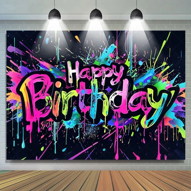 LOFARIS BRIGHT COLOR Pop Style Graffiti Birthday Backdrop $36.09 ...