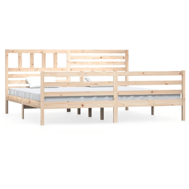 BED FRAME SOLID Pine Wood Brown 180 x 200 cm Super King Rustic ...