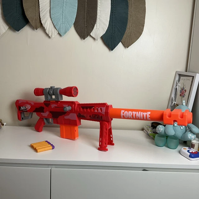 NERF FORTNITE HEAVY SR Blaster Sniper Rifle - Red Scope - Working (with ...