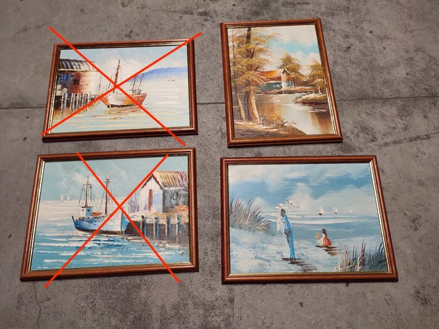 TABLEAU PEINTURE HUILE Paysage Marine Plage Bretagne Mer Voilier Bateau Port EUR 15,00 - PicClick FR